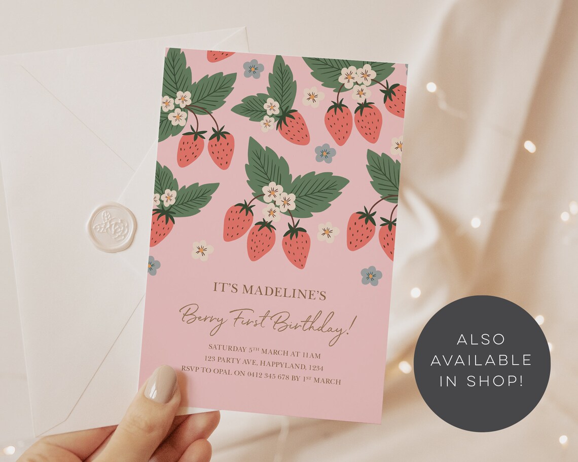 Editable Strawberry Favor Tags: Berry Sweet Party (digital Download ...
