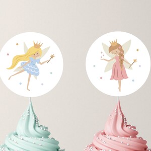 Fairy Princess Cupcake Toppers, Downloadable Fairy Cake Toppers, Round ...