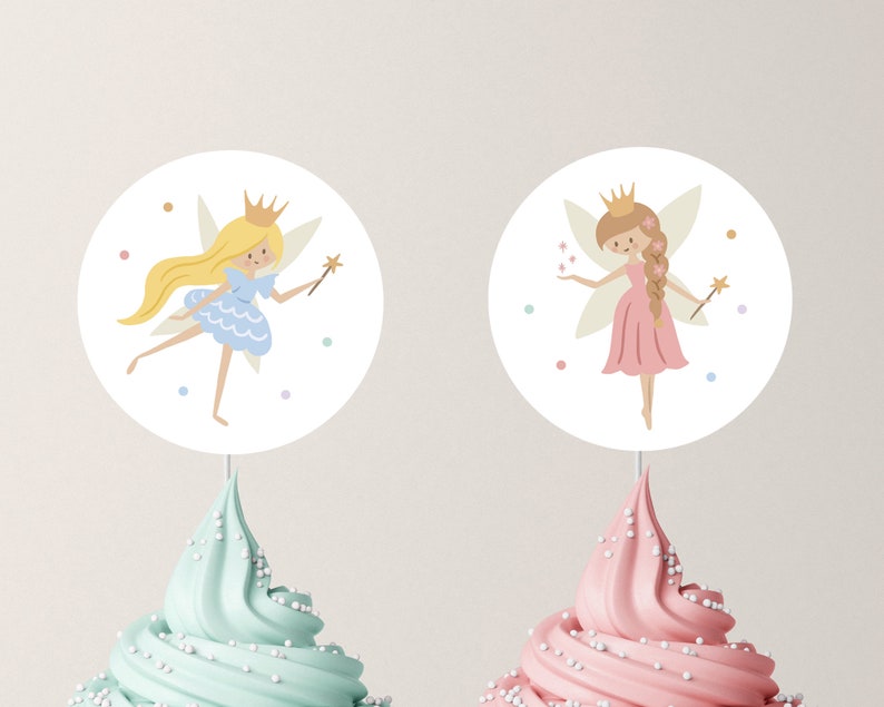 Fairy Princess Cupcake Toppers Downloadable Fairy Cake - Etsy