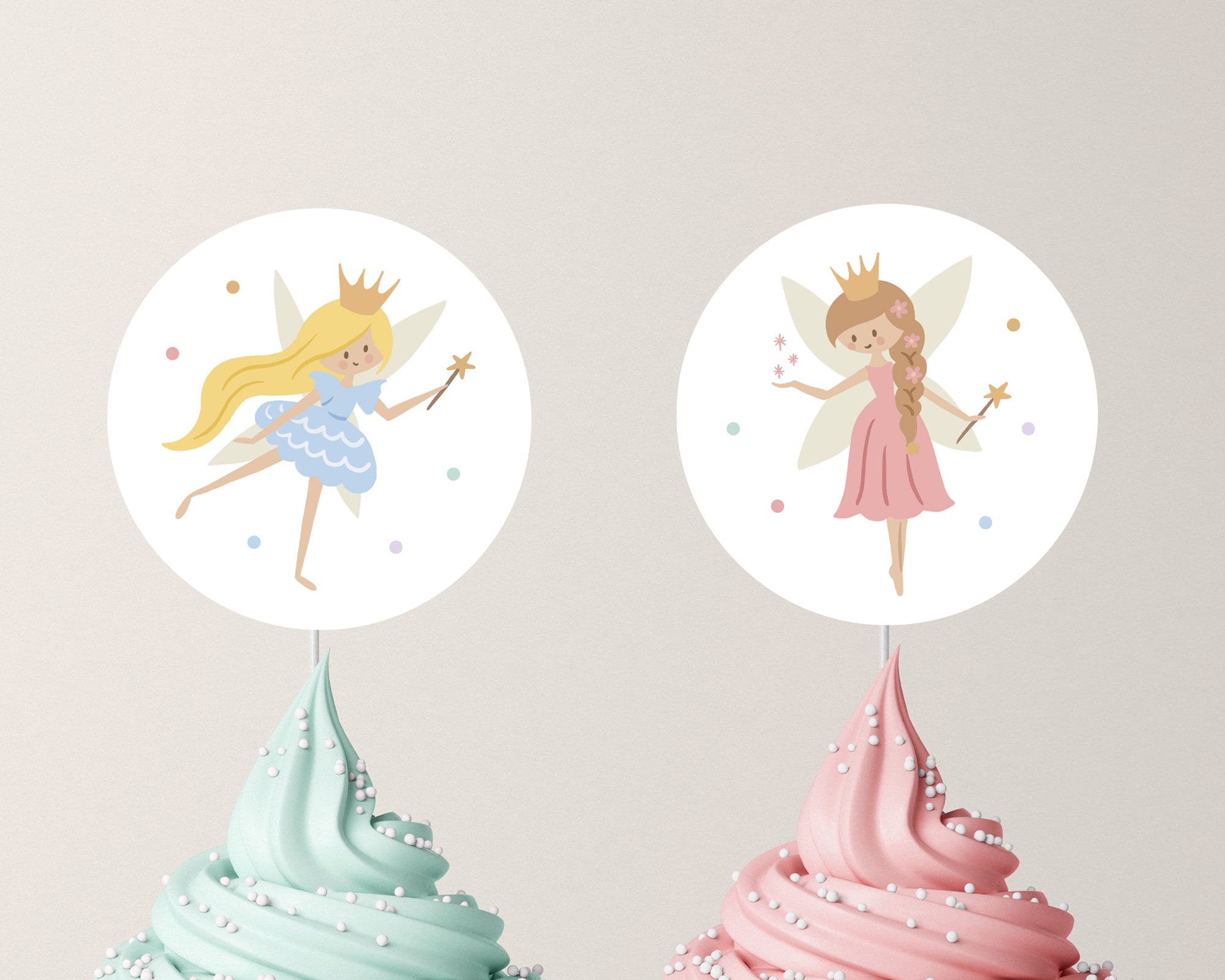 Fairy Princess Cupcake Toppers, Downloadable Fairy Cake Toppers, Round ...