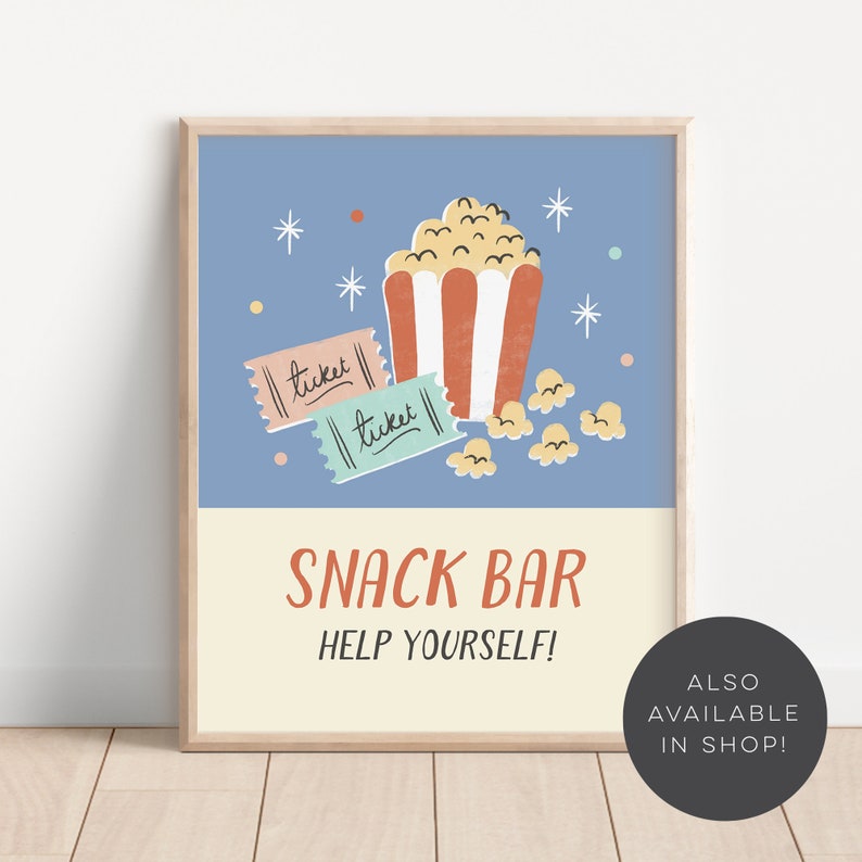 Editable Movie Night Snack Bar Sign Template (digital Download) 762 ...