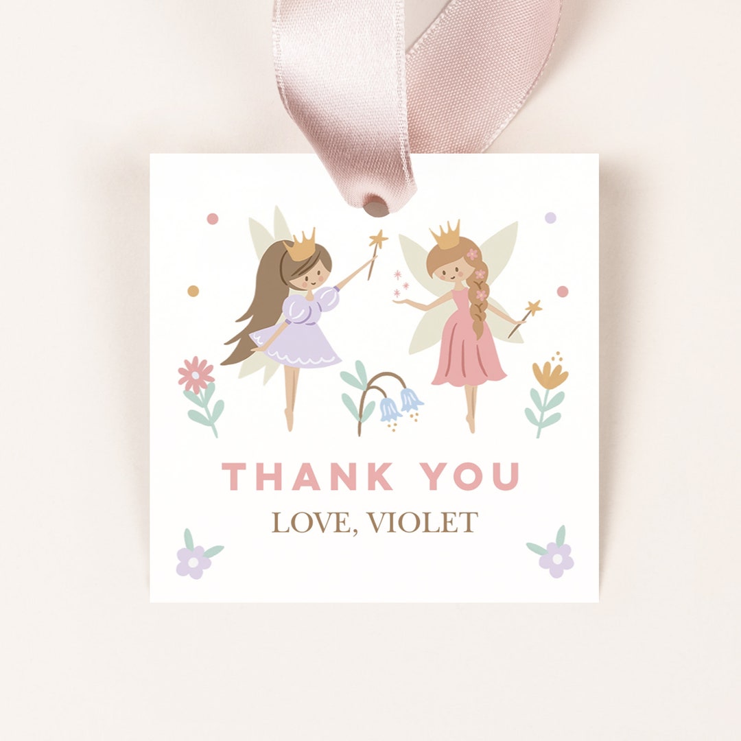 Fairy Princess Favour Tags, Fairy Thank You Tags, Editable Fairy Gift ...