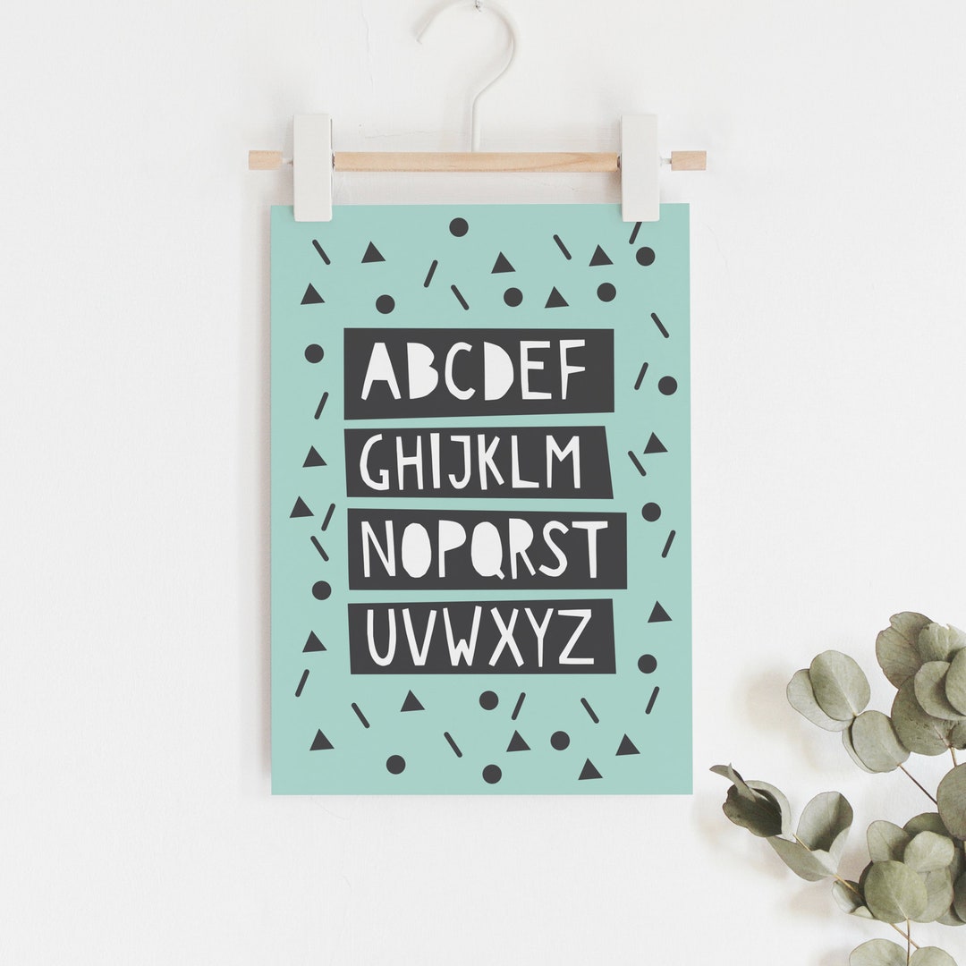 Teal Alphabet Kids Print // ABC Print for Boys Room // Alphabet Poster ...