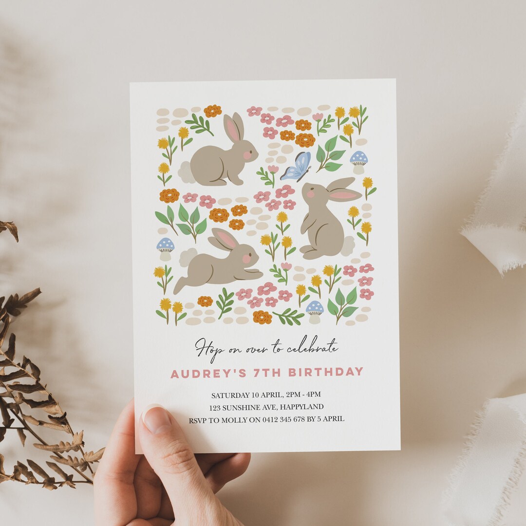 Some Bunny Invitation Template, Cute Rabbit Digital Invite, Editable ...