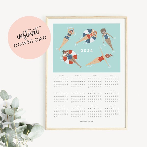 Swimming 2024 Wall Calendar - Etsy