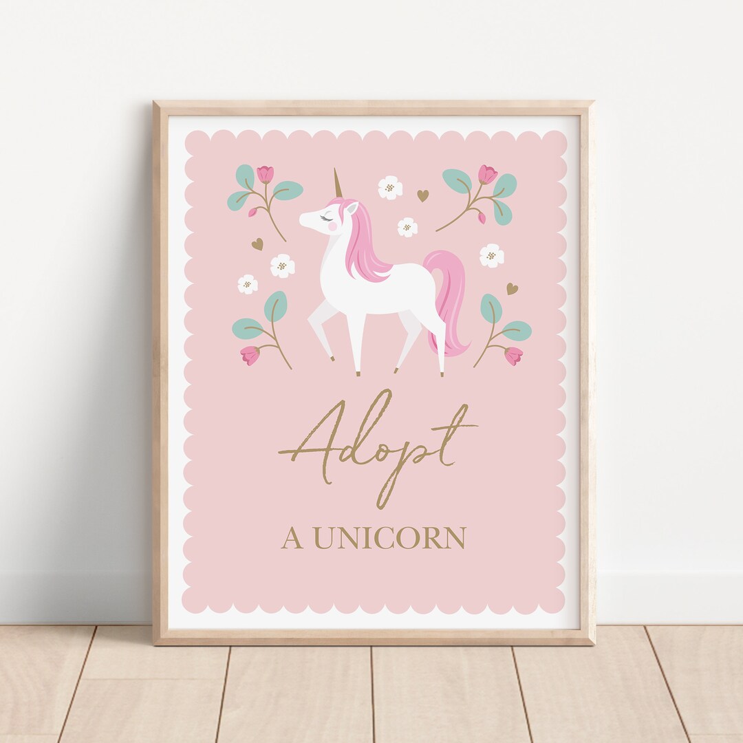 Beautiful Unicorn Sign Template, Editable Adopt A Unicorn Sign, Floral ...