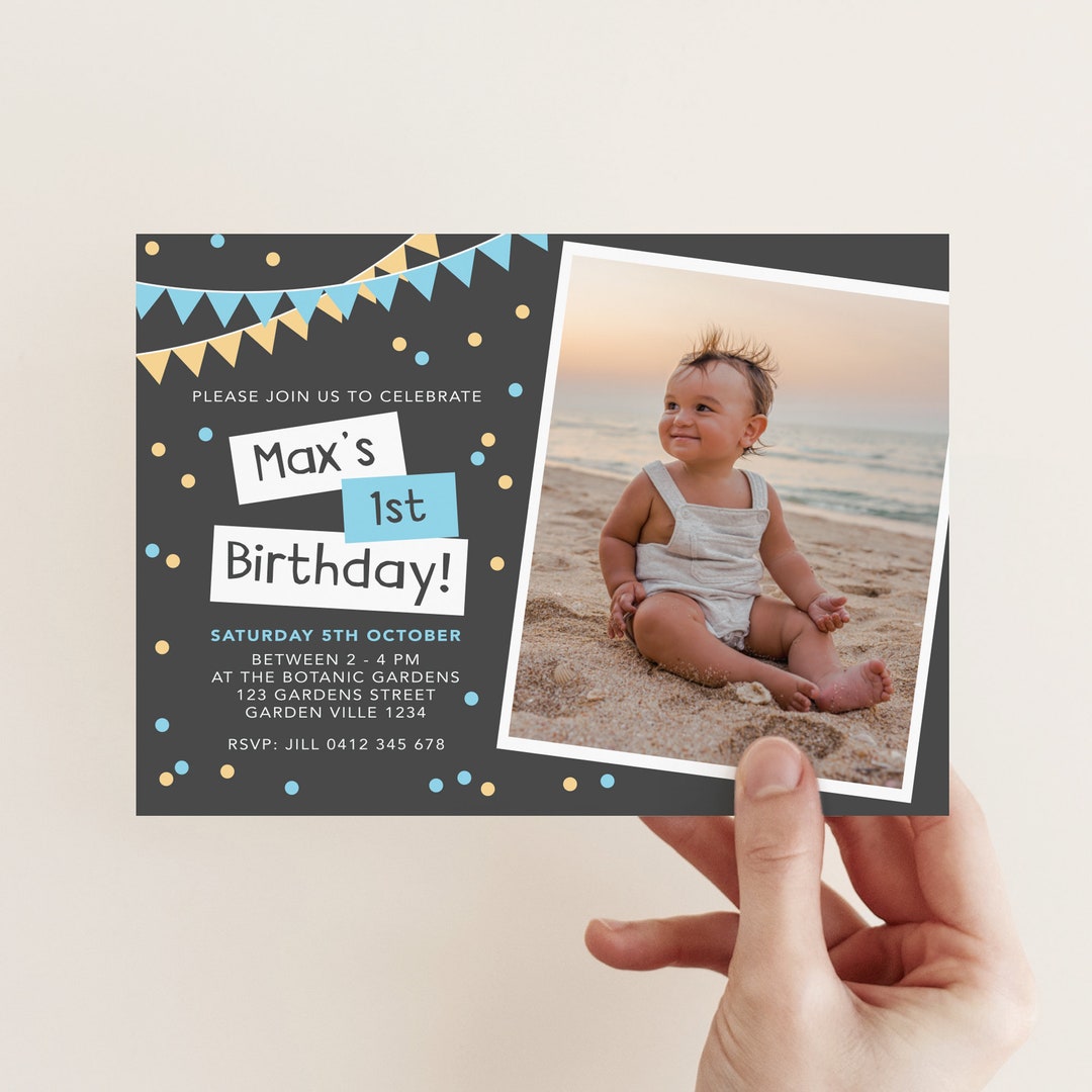 1st Birthday Invitation Boys (digital File), I Customise for You to ...