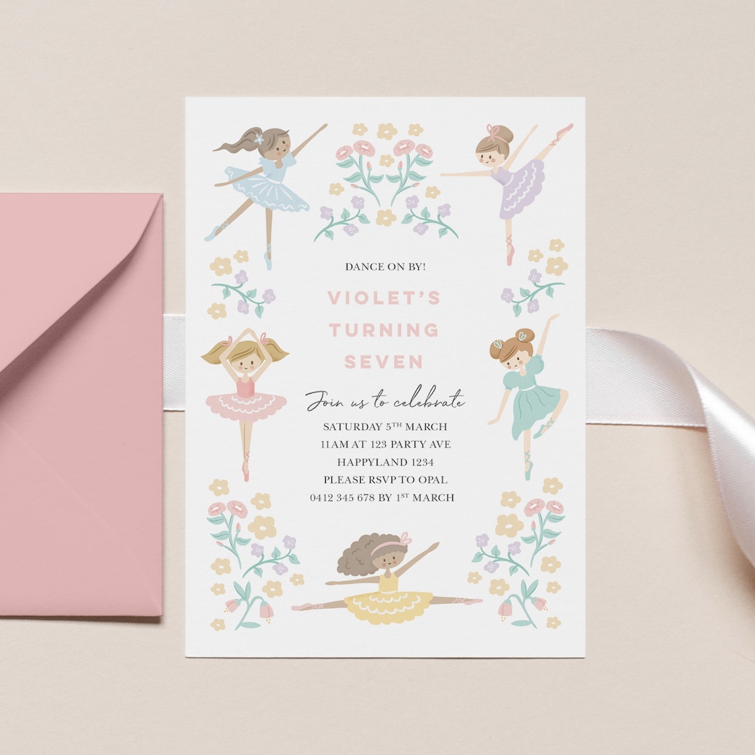 Editable Ballerina Invitation, Ballet Invitation Template, Dance Party ...