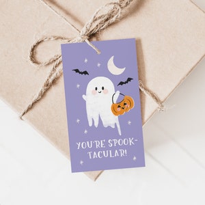 Cute Ghost Halloween Gift Tags for Kids, Friendly Ghost Tags Instant ...