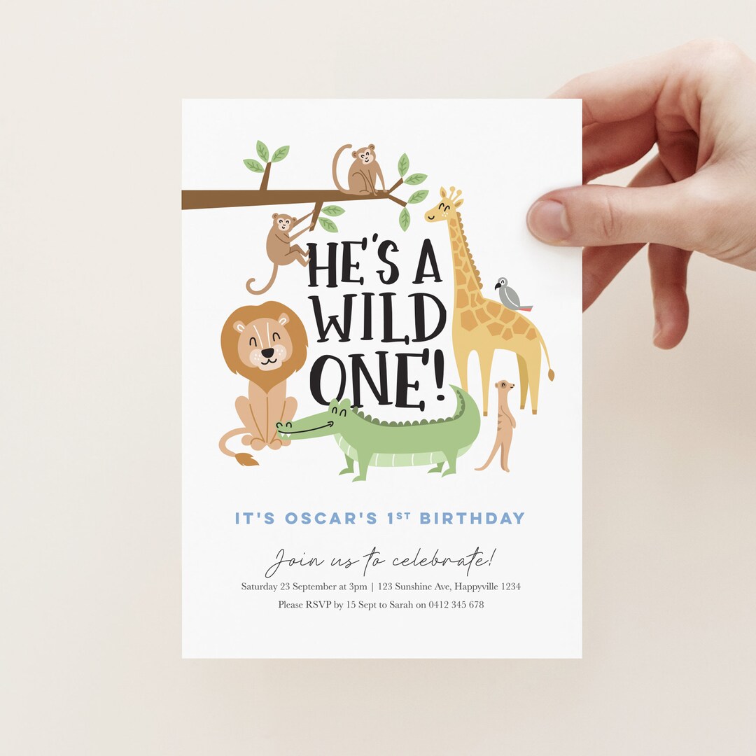 Editable Wild One Invitation, Wild One First Birthday Invitation ...