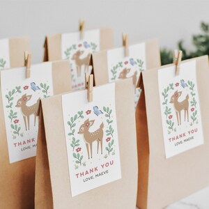 Woodland Party Tag Template, Editable Deer Favour Tags, Deer Birthday ...