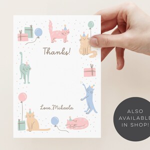 Editable Cat Thank You Tags, Cat Birthday Tag Template, Digital Cat ...