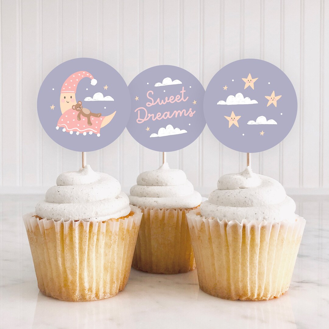 Slumber Party Cupcake Toppers, Cute Sleepover Party Toppers, Instant ...