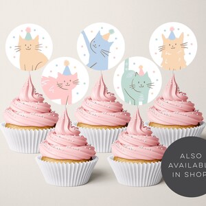Editable Cat Thank You Tags, Cat Birthday Tag Template, Digital Cat ...