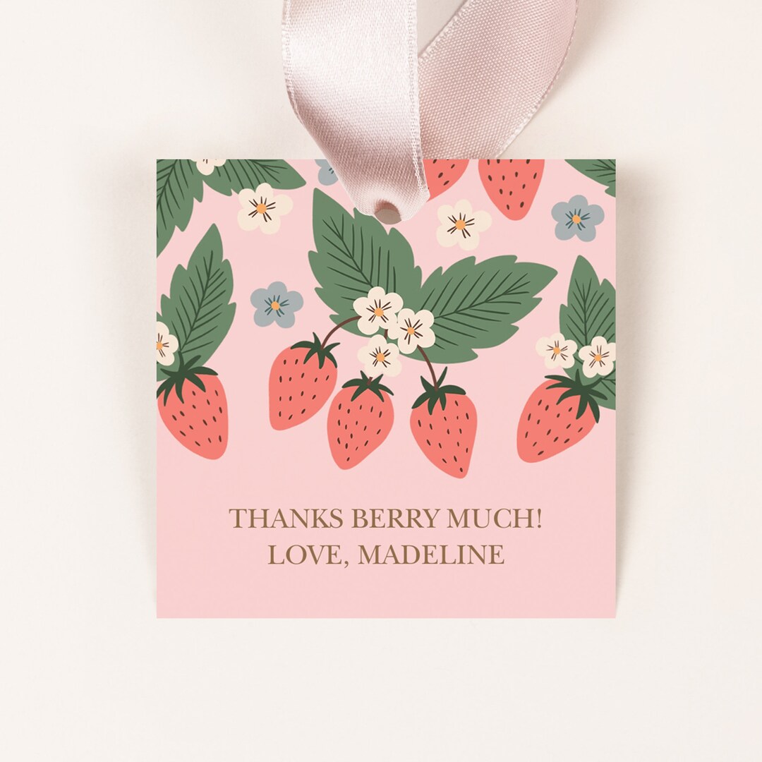Editable Strawberry Favor Tags: Berry Sweet Party (digital Download ...