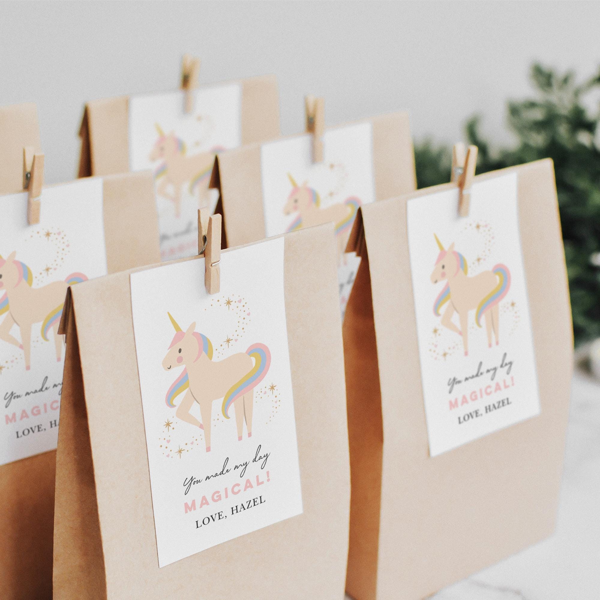 Editable Rainbow Unicorn Favor Tags: Magical Party Template (digital ...