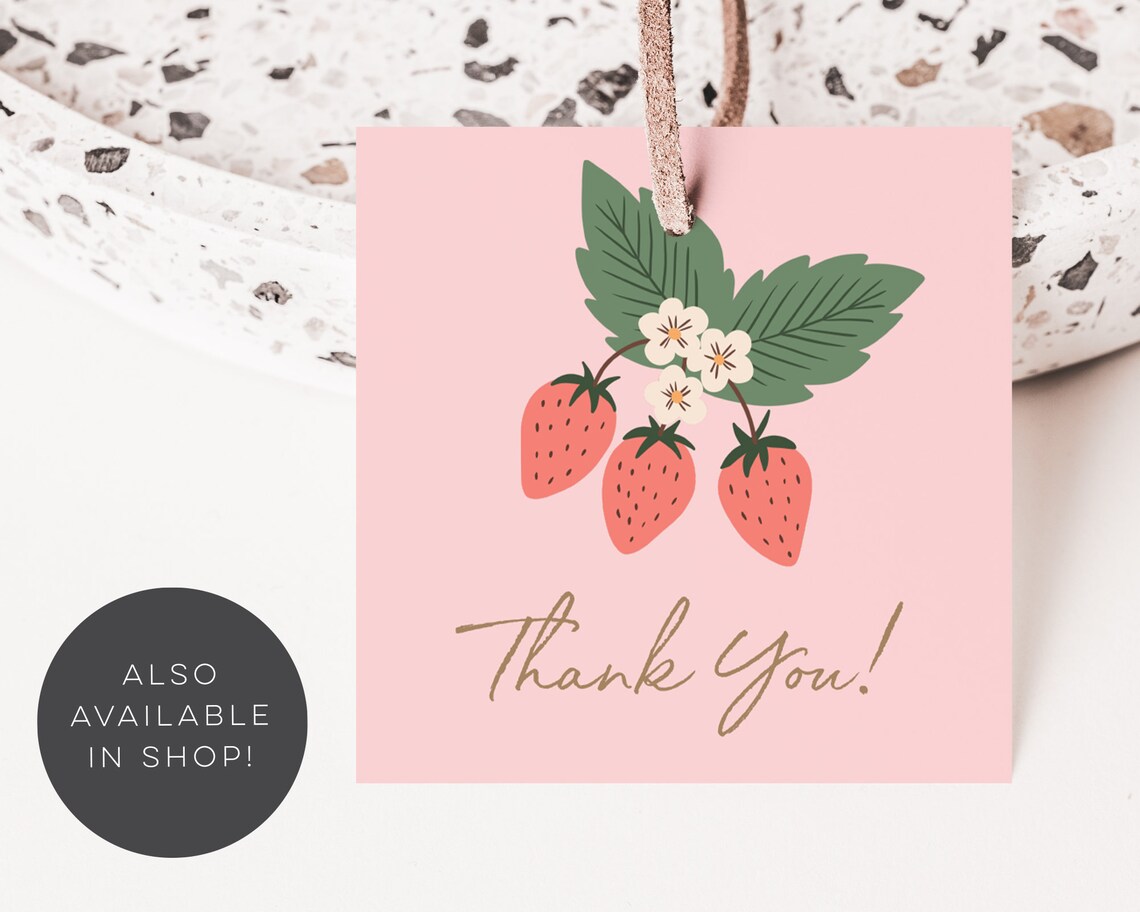 Editable Strawberry Favor Tags: Berry Sweet Party (digital Download ...
