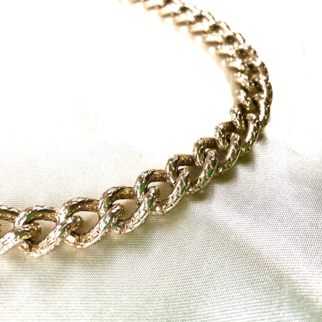 Vintage 80s Champagne Gold Textured Chunky Chain Choker,statement ...