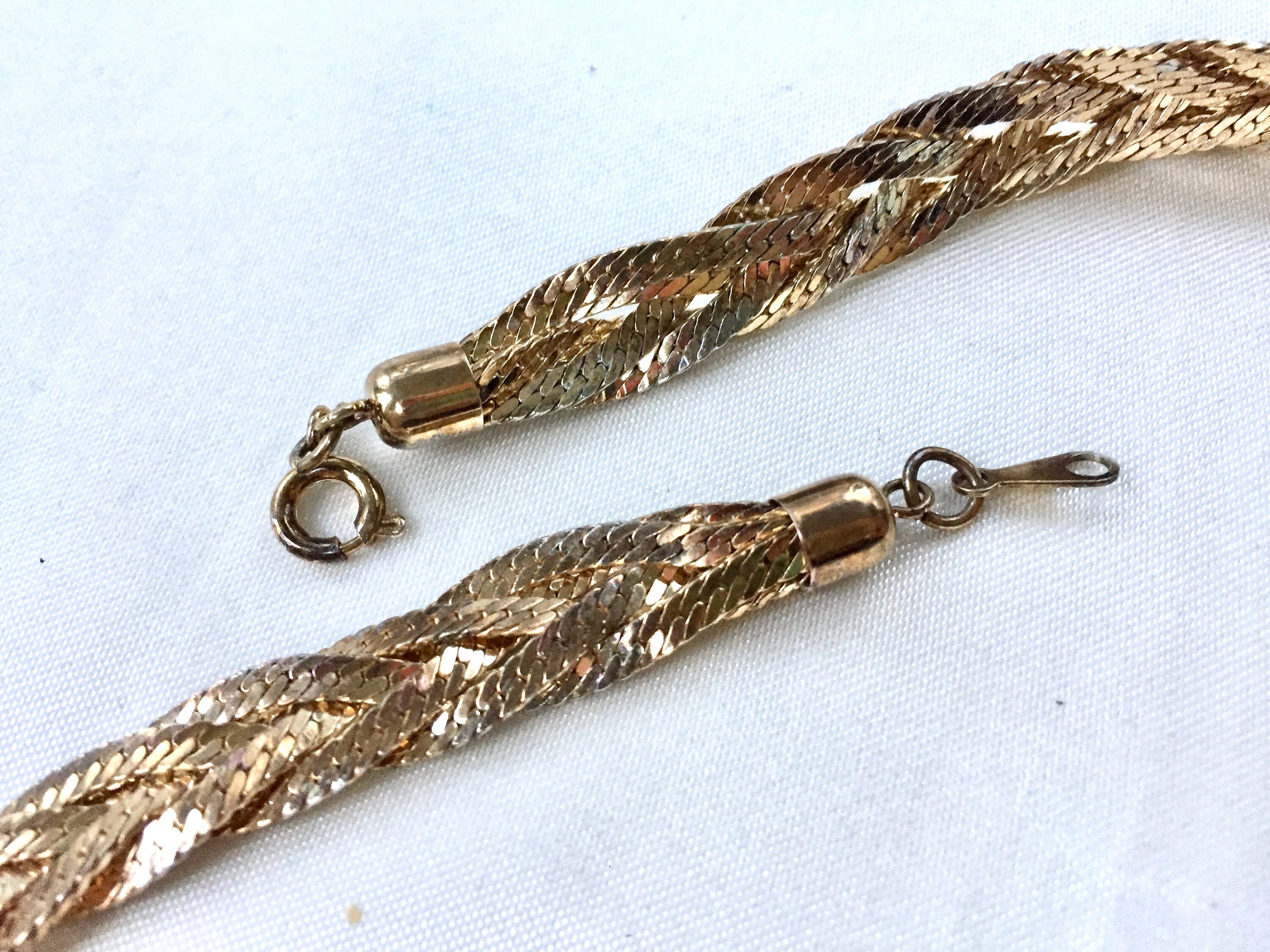 Vintage 80s Braided Pale Gold Tone Flat Chevron Snake Chain - Etsy UK