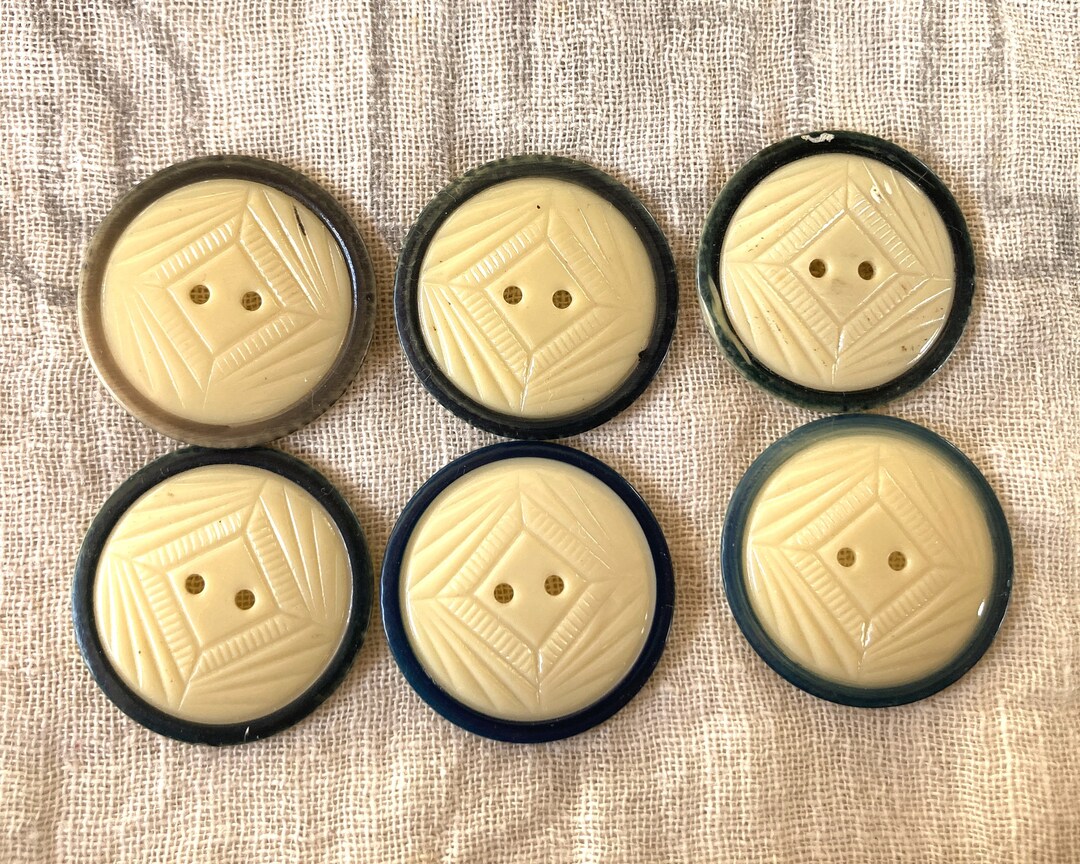 Set of 6 Pressed Celluloid Wafer Buttons - Etsy