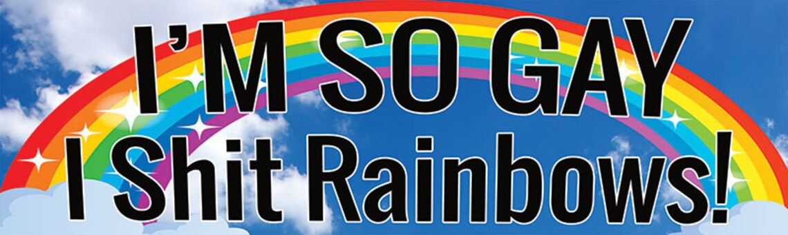 Funny Bumper Sticker – I'm so Gay I Poop Rainbows, Pride Adhesive or ...