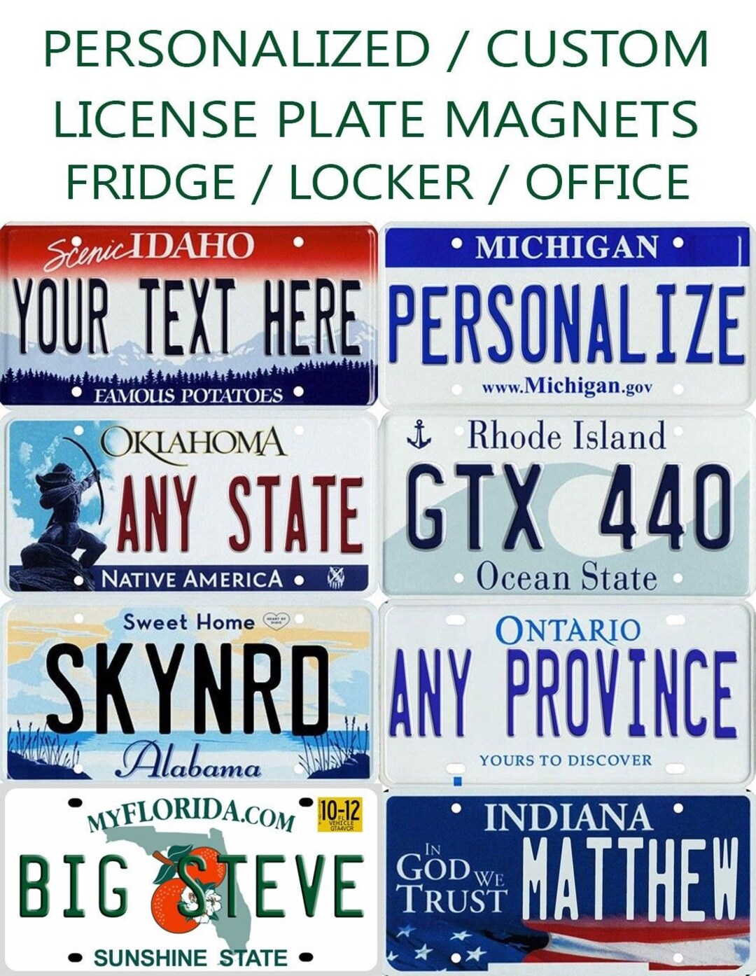 Personalized Mini License Plate Magnet: Any State, Text & Theme - Etsy