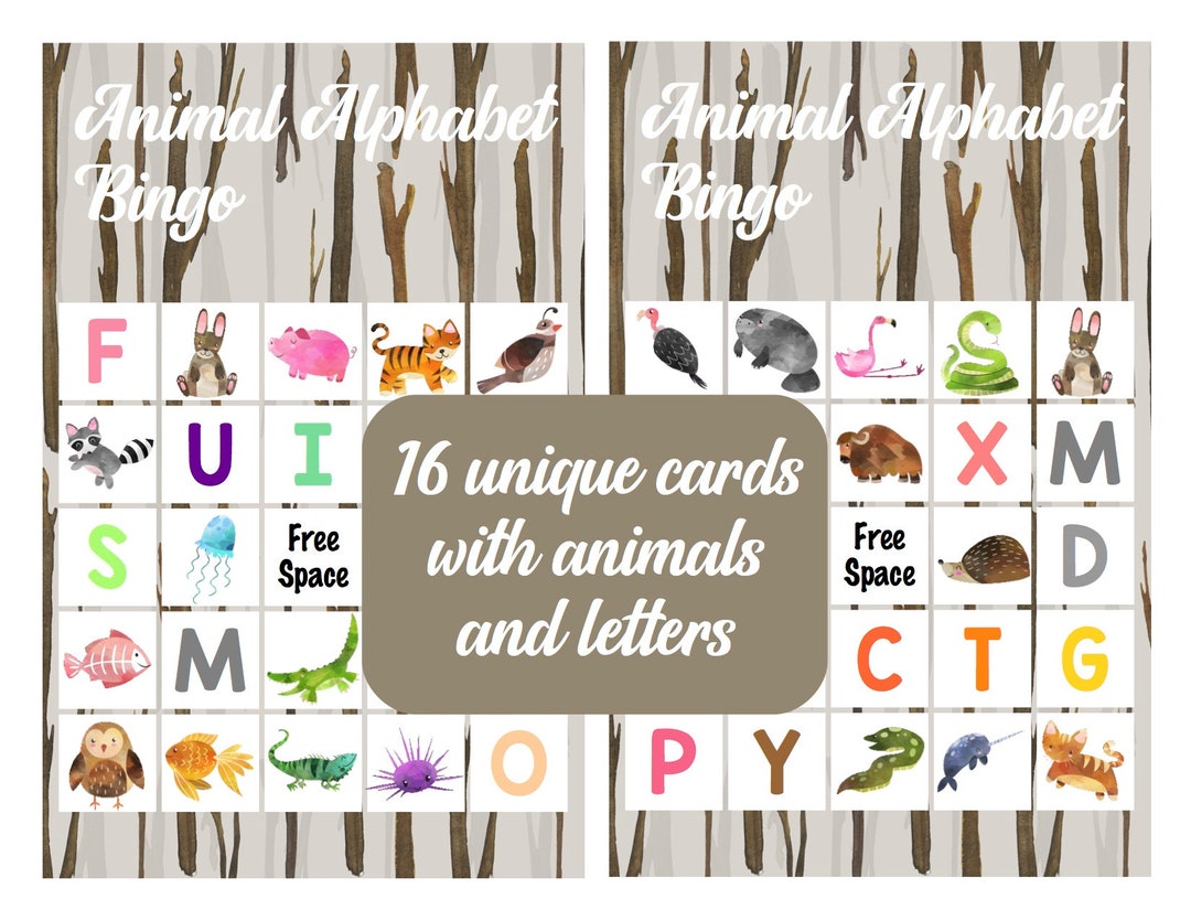 Animal Alphabet Bingo - Etsy