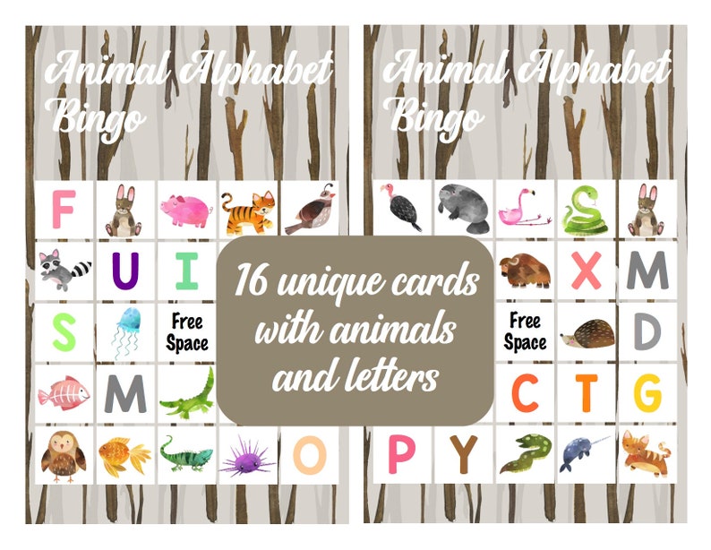 Animal Alphabet Bingo - Etsy