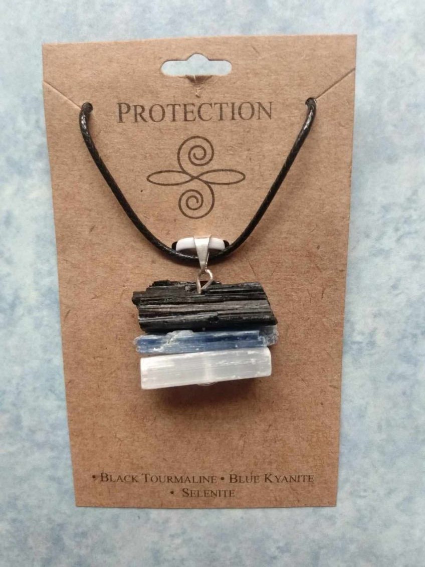 Protection Trifecta Pendant, Black Tourmaline, Blue Kyanite, Selenite ...