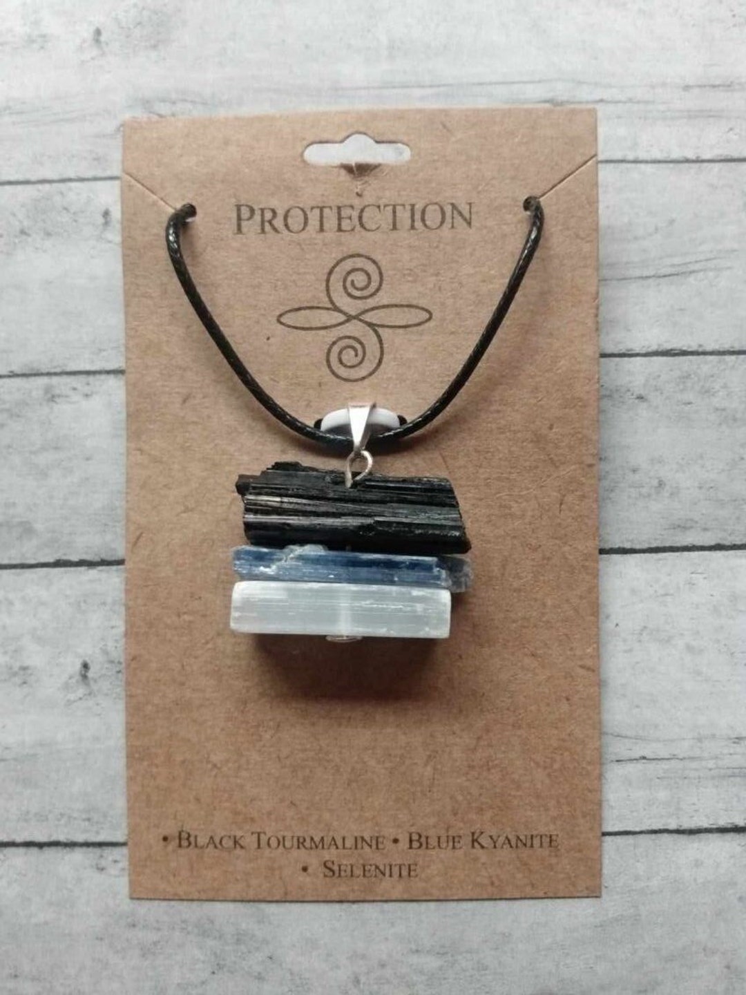 Protection Trifecta Pendant, Black Tourmaline, Blue Kyanite, Selenite ...