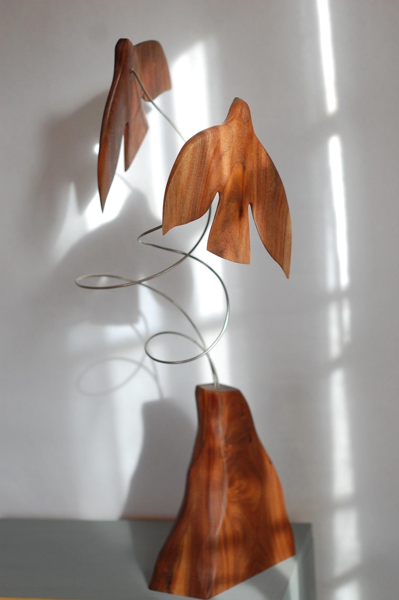 The Chase. Birds in Flight Sculpture. Adjustable. Walnut and Stainless ...