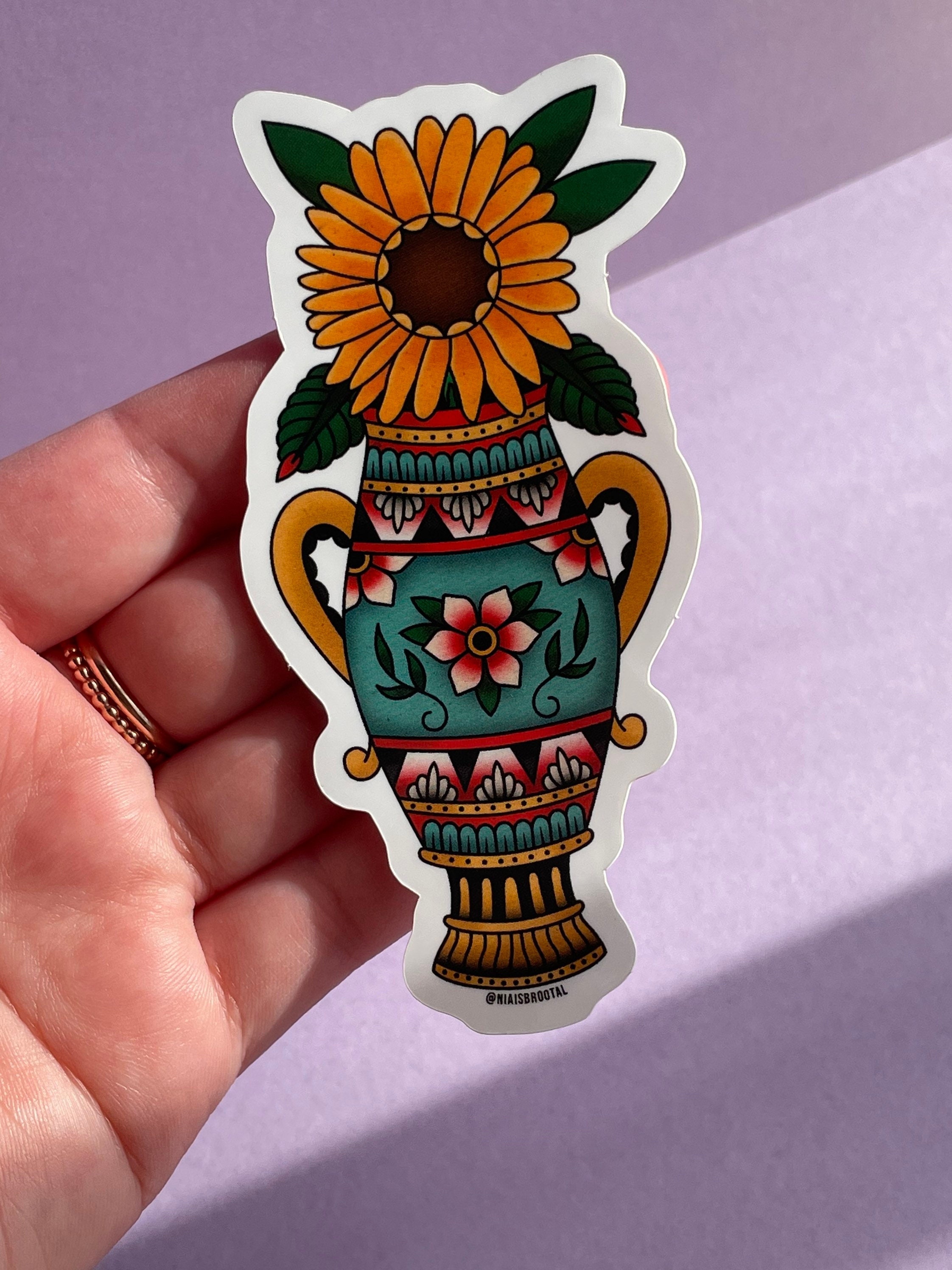 Sunflower Vase Sticker - Etsy