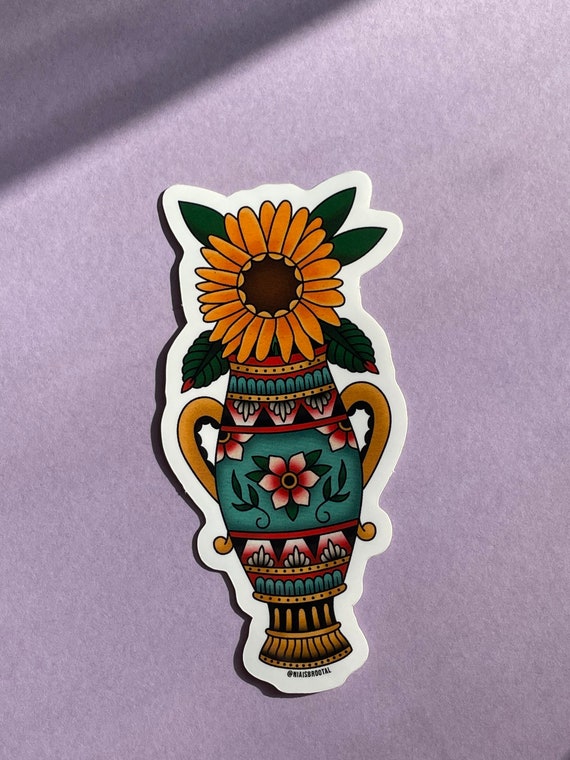 Sunflower Vase Sticker - Etsy