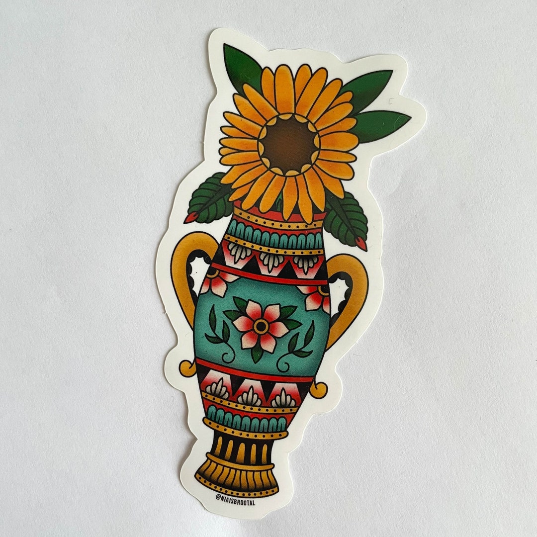 Sunflower Vase Sticker - Etsy