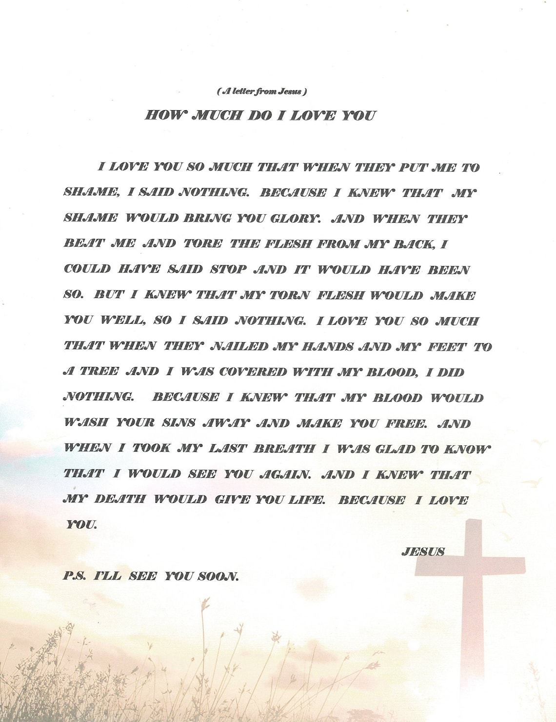 A Letter From JESUS Titled How Much Do I Love You. He Wanted Me to ...