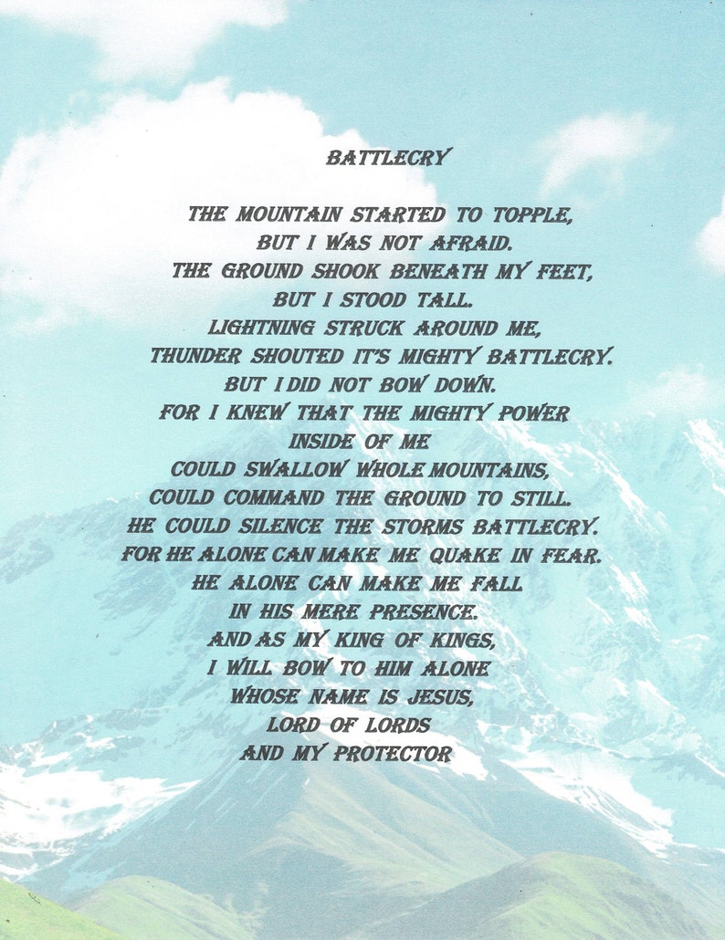 Battlecry: a Poem About Jesus That My Granddaughter Wrote When She Was ...