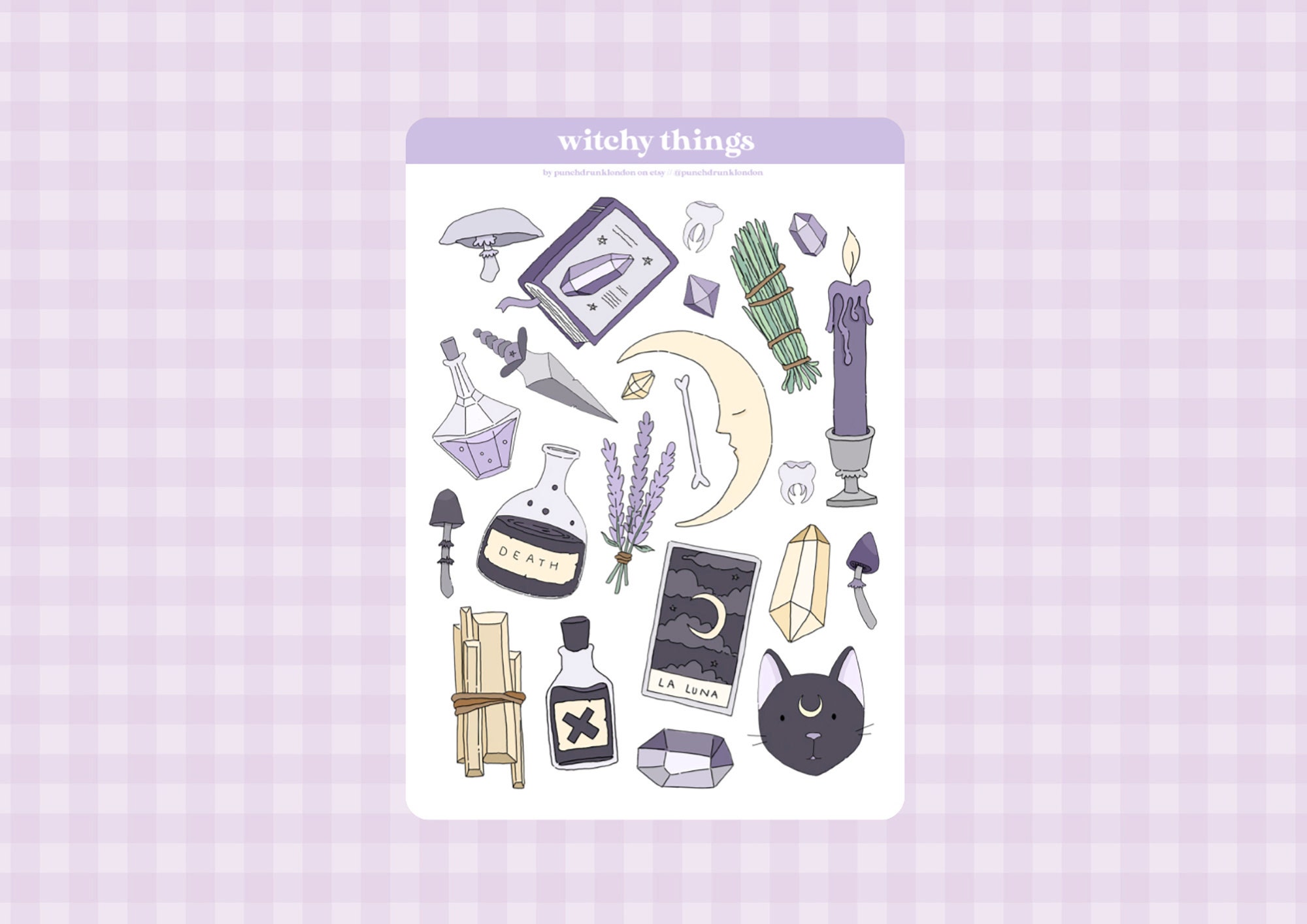 Stickers Stickers, Labels & Tags Crystal Sticker Sheet Occult Witch ...