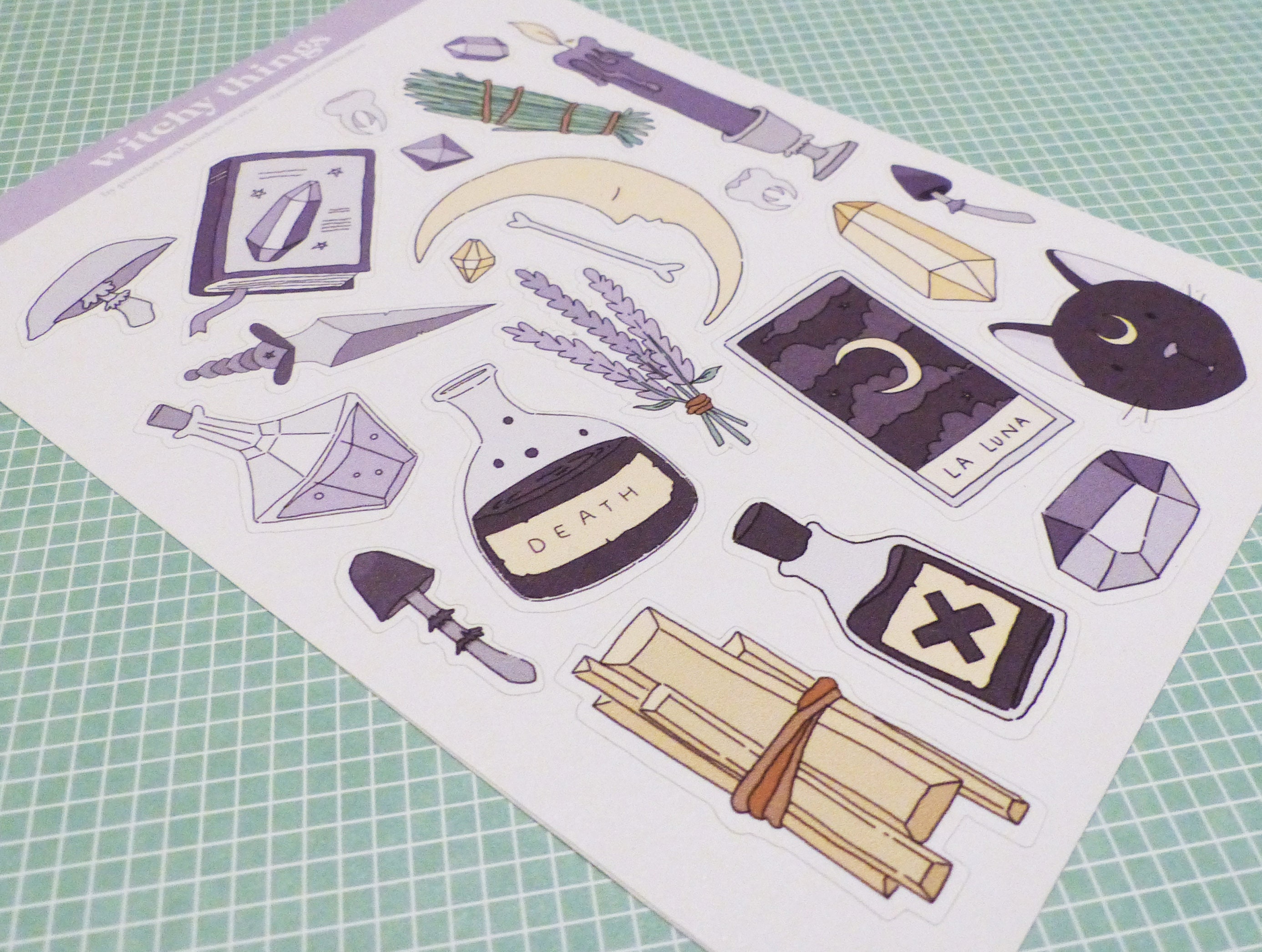 Stickers Stickers, Labels & Tags Crystal Sticker Sheet Occult Witch ...