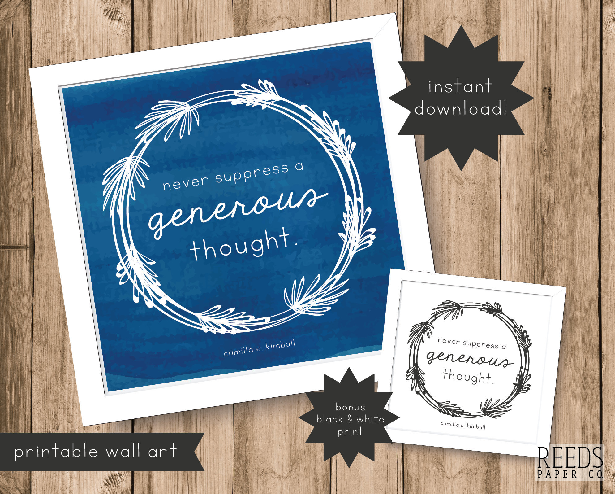 Never Suppress a Generous Thought Wall Art // Printable Watercolor LDS ...