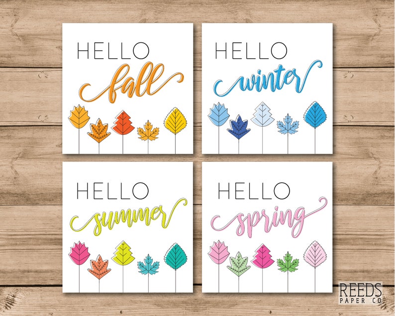 Hello Seasons Leaf Wall Art //fall Winter Spring Summer Leaves ...