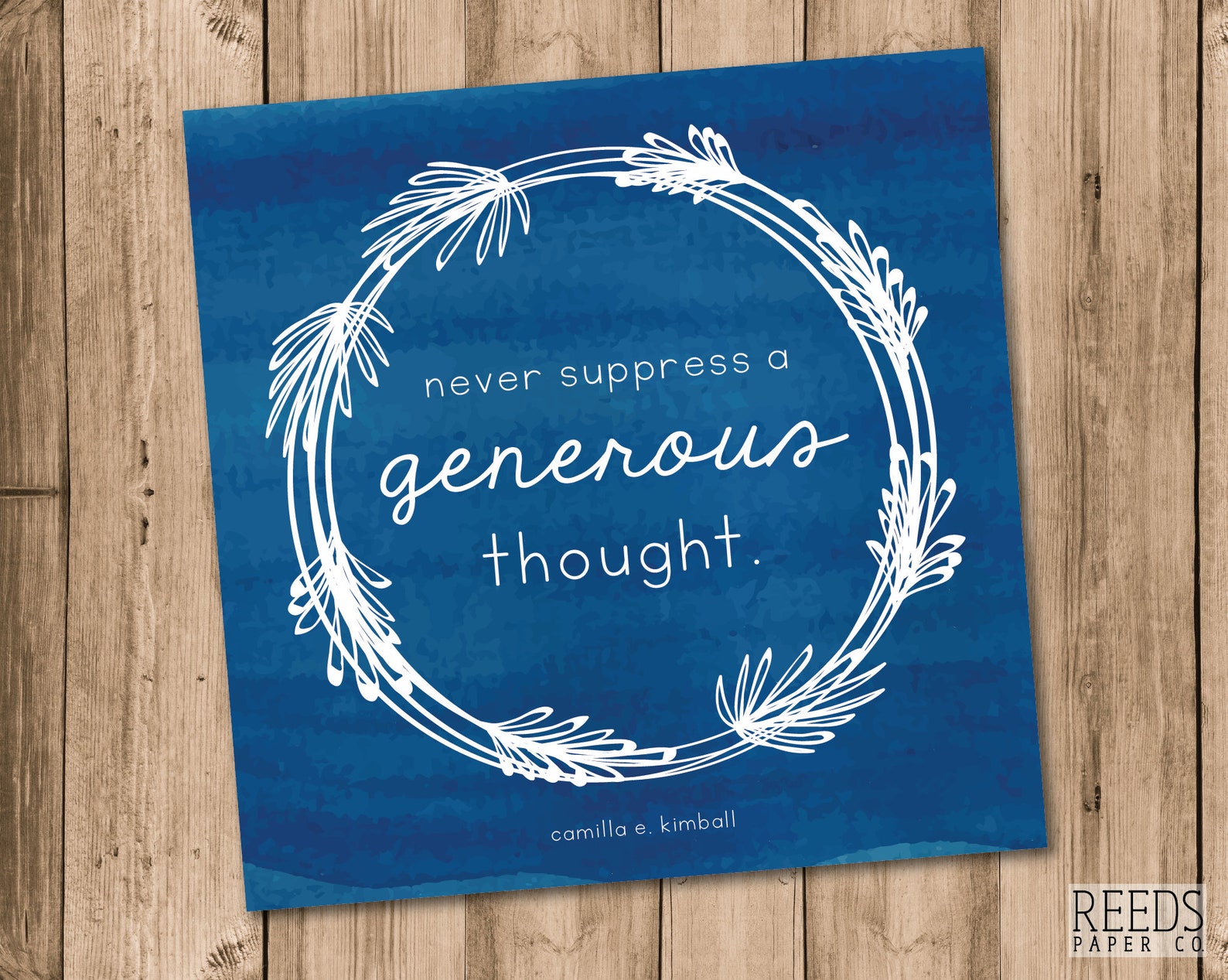 Never Suppress a Generous Thought Wall Art // Printable Watercolor LDS ...