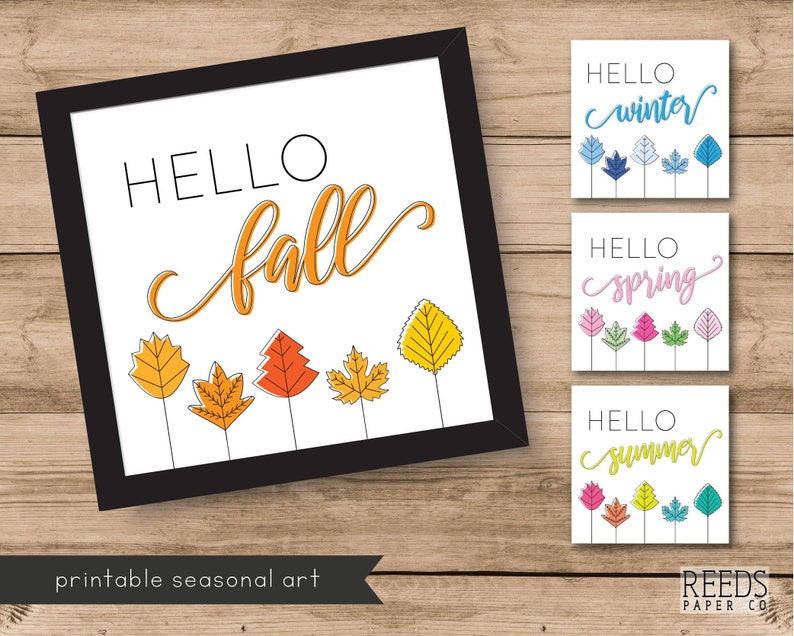 Hello Seasons Leaf Wall Art //fall Winter Spring Summer Leaves ...