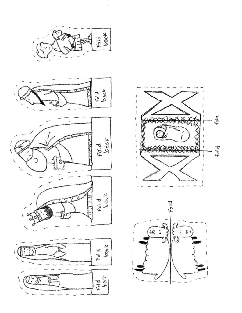 Nativity Scene, Coloring, Printable, Paper Model, Paper Set, Paper ...