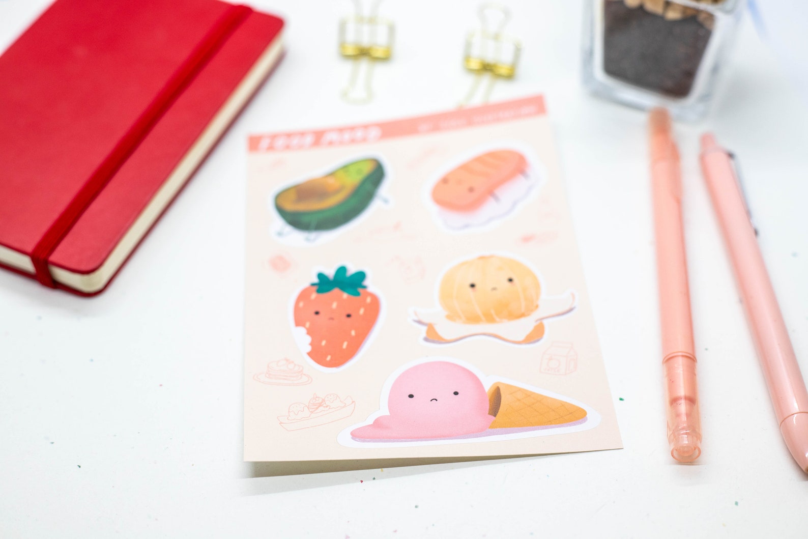 Food Mood Sticker Sheet/stickers/adorable Stickers/planner - Etsy