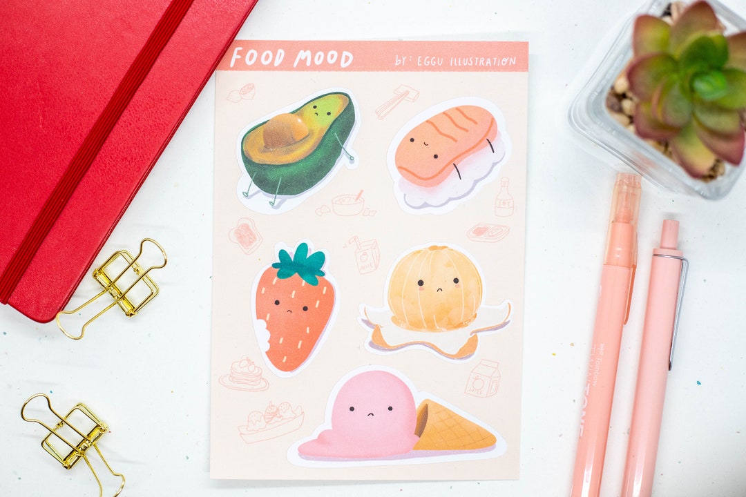 Food Mood Sticker Sheet/stickers/adorable Stickers/planner - Etsy