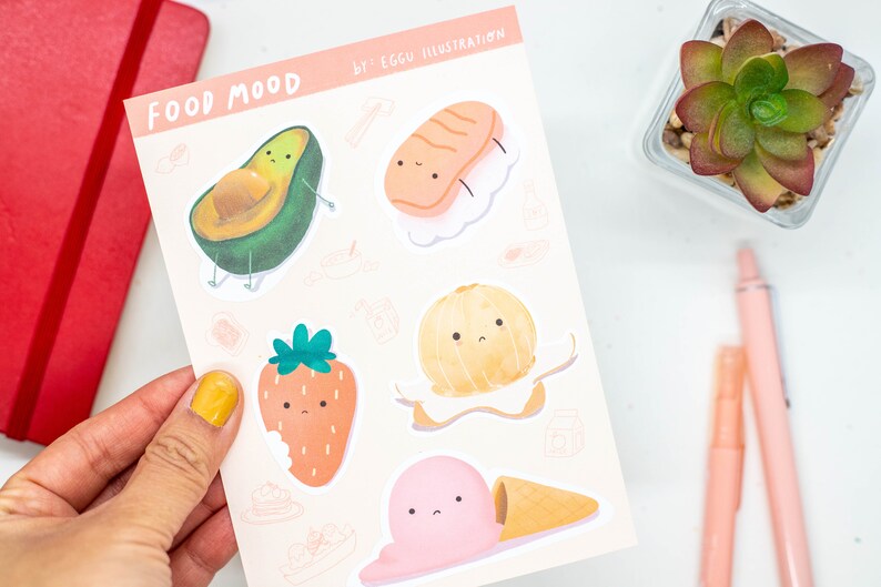 Food Mood Sticker Sheet/stickers/adorable Stickers/planner - Etsy