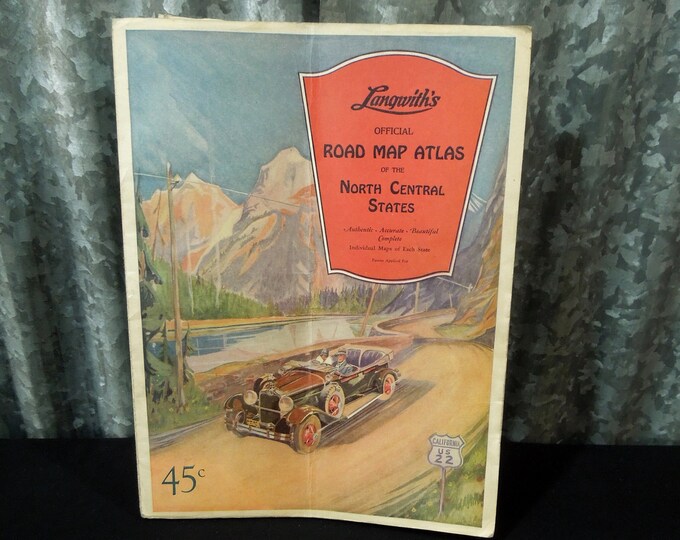 Langwith's Official Road Map Atlas of North Central States 1928 Vintage ...