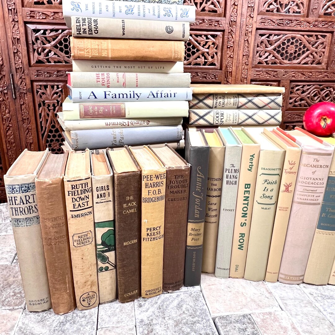 15 Aged Neutral Shades of Books - Worn Decor Display Props, Repurpose ...