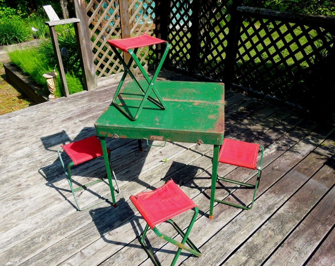Coleman Folding Table and Four Camp Chairs - Vintage Camping Equipment ...