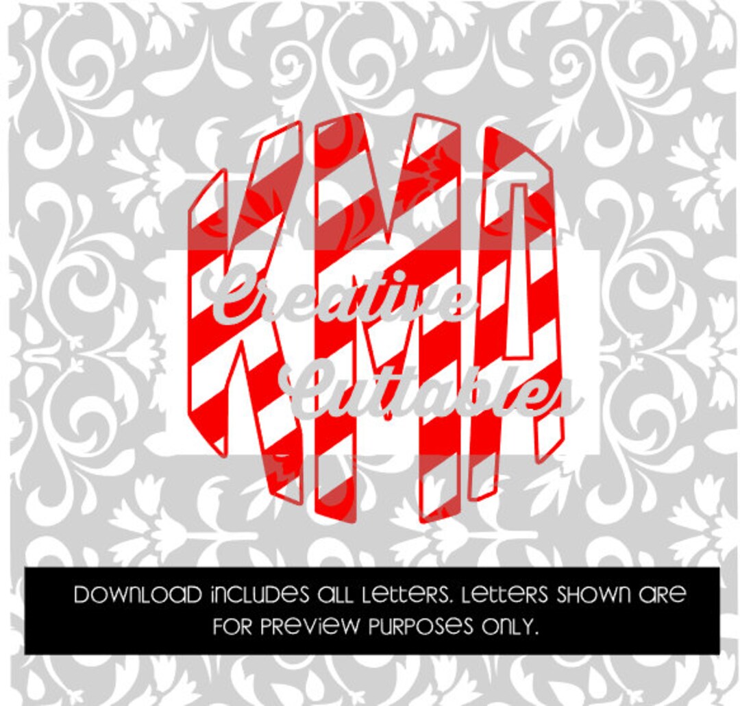 Striped Candy Cane Monogram Circle Letters for Use With Silhouette or ...